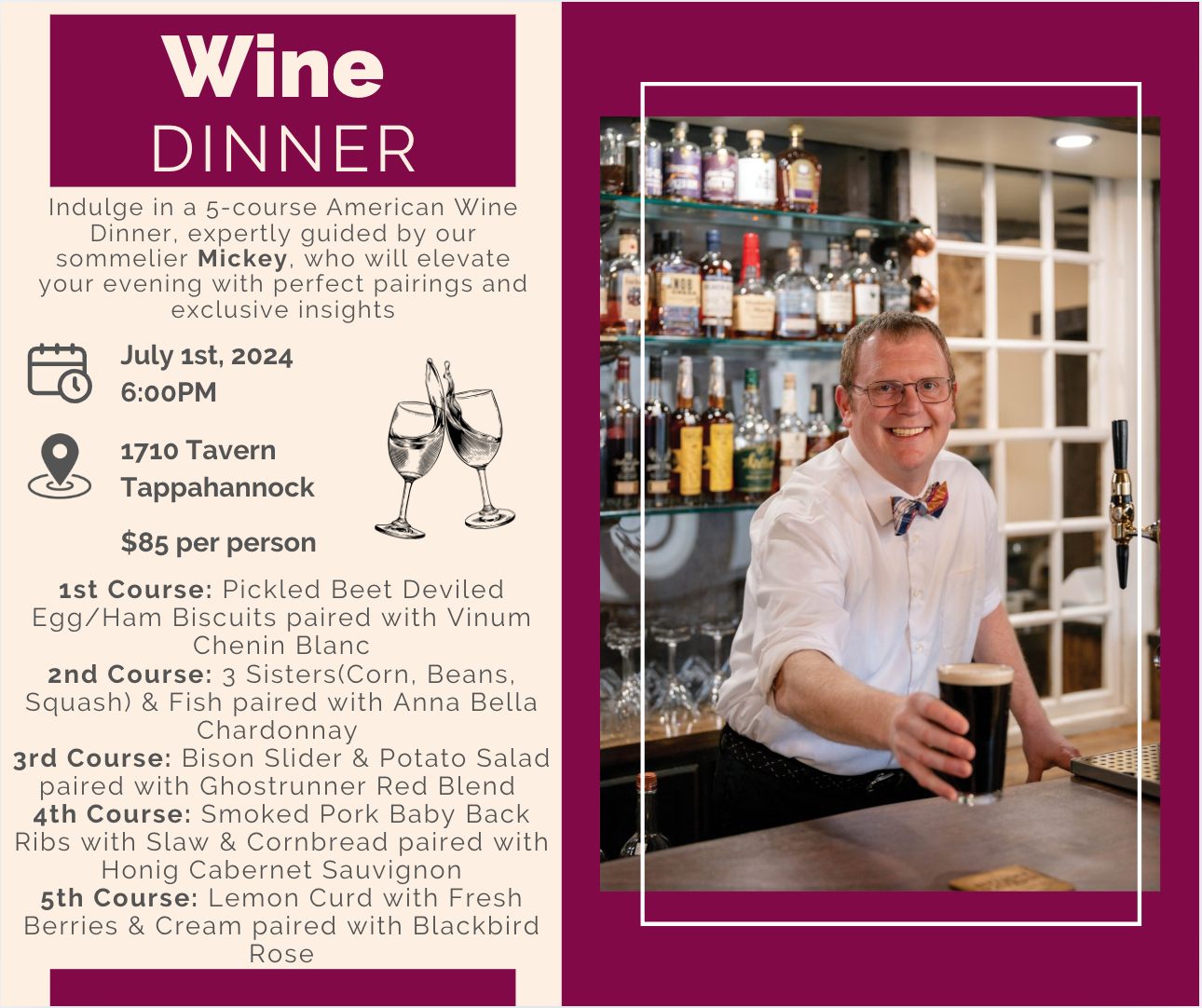 American Wine Dinner - Visit Tappahannock.
